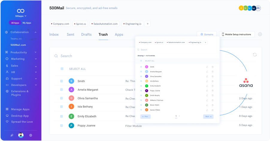 Close integration | 500Mail by 500apps